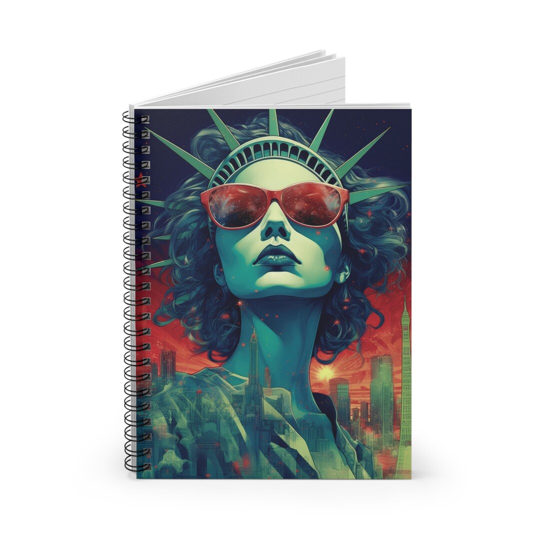 Glam Lady Liberty Spiral Notebook, USA Diary, Sparkle Journal, Statue ...
