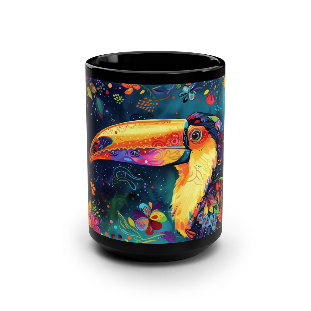 Tropical Toucan Mug, Bird Lover Gift, Bird Nerd, Bird and Flowers Mug ...