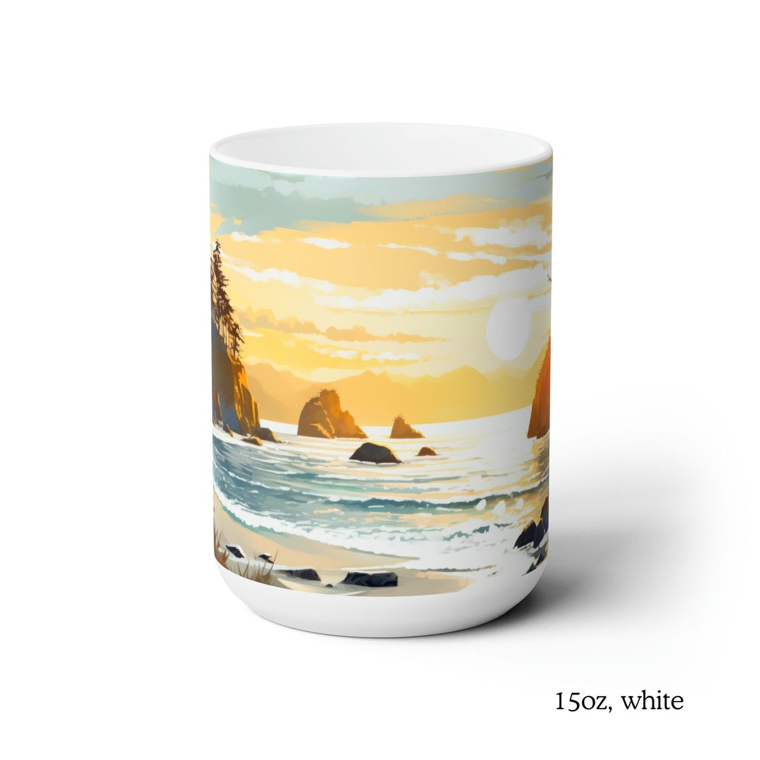 Olympic Park Winter Beach Mug, Sunset Mug, Landscape Mug , Washington ...