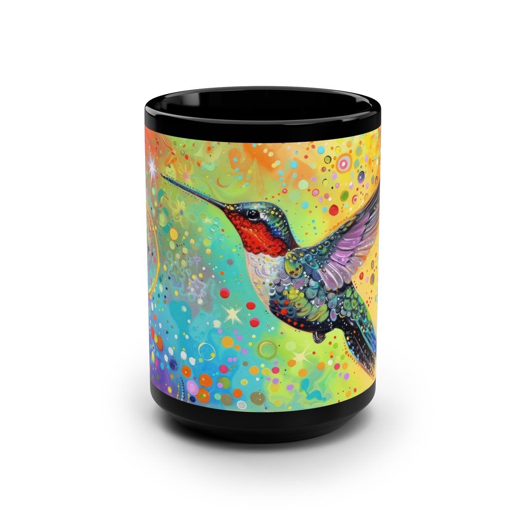Hummingbird Floral Mug, Psychedelic Bird Art, Bird Ceramics, Abstract ...