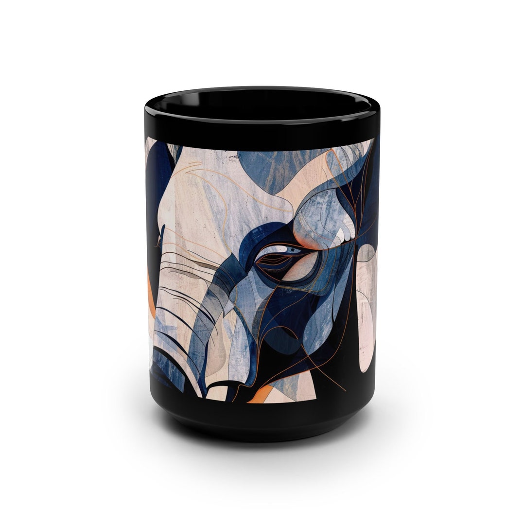 Abstract Elephant Cubism Ceramic Art Mug, Modern Art Mug, Elephant ...