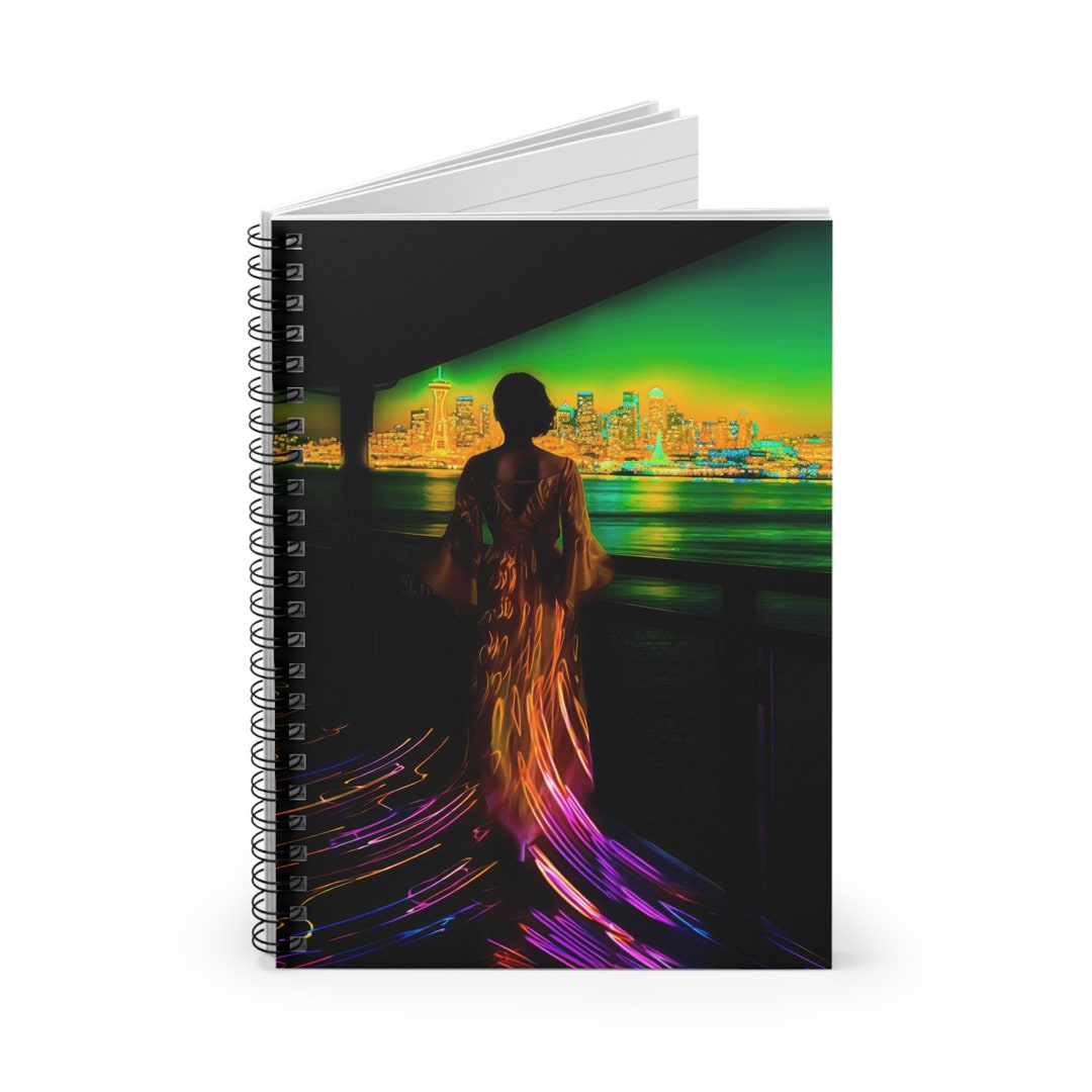 Neon Seattle Skyline Spiral Notebook, Pacific Northwest, Scrapbook ...
