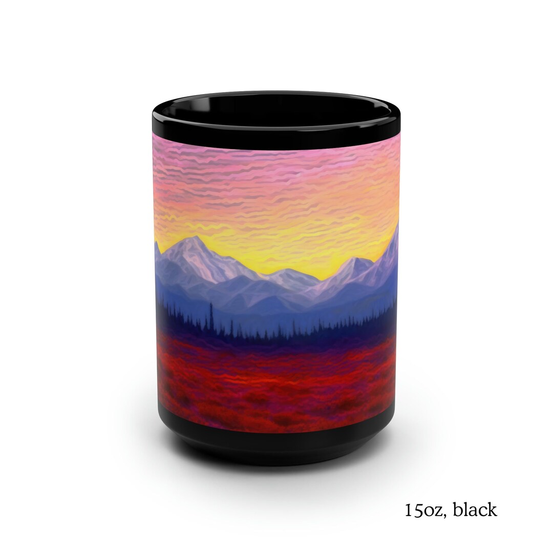 Denali Red Mountain Bloom Mug, Sunset Mug, Mountain Mug, Landscape Mug ...