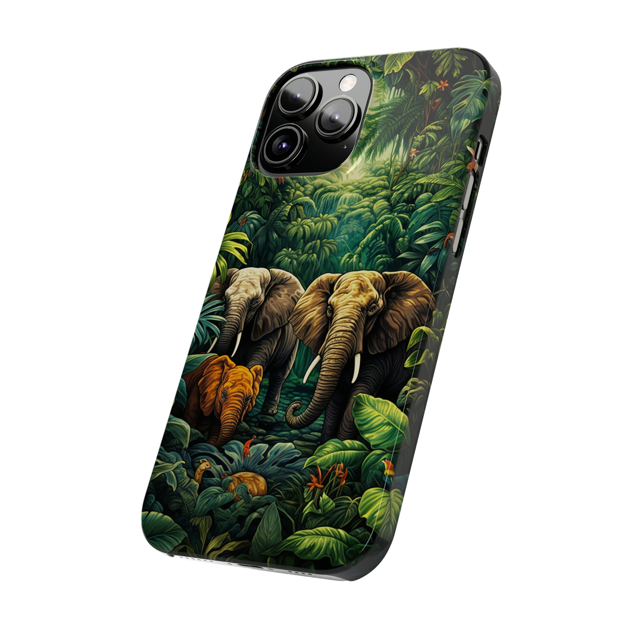 Elephant iPhone Case, Wild Safari Animals Cell Phone Cover for 15 14 13 ...