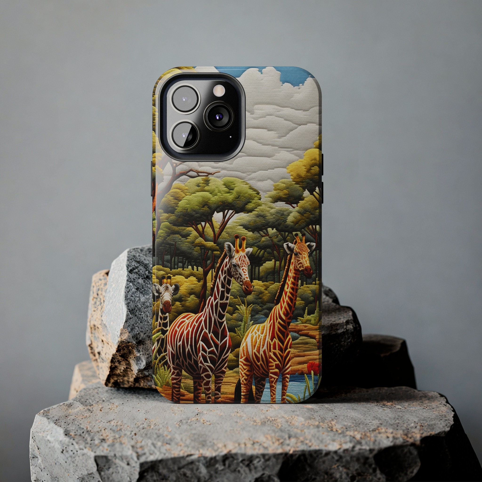 Giraffe iPhone Case, African Animal Family Cell Phone Cover for 16 15 ...