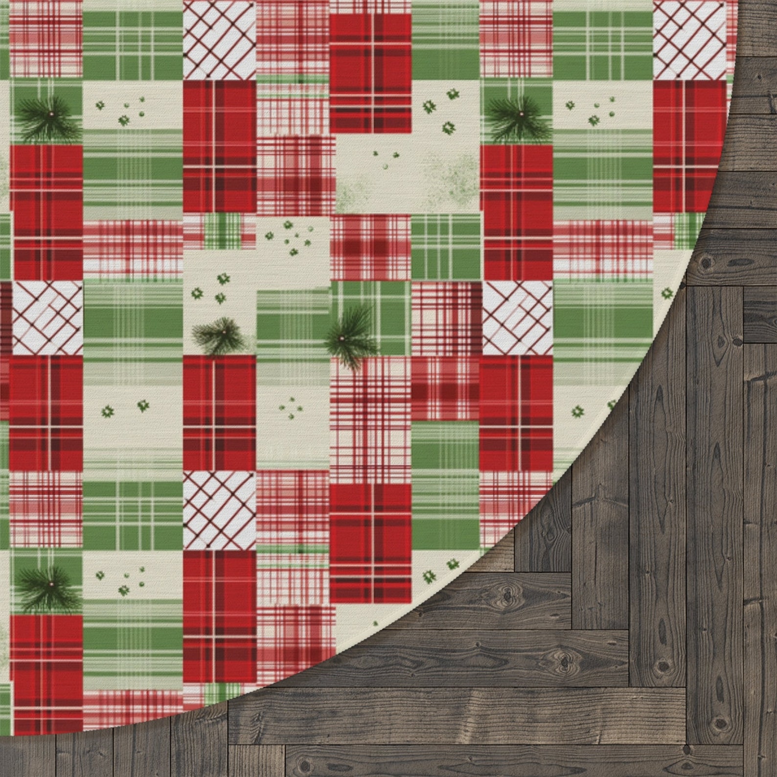 Rustic Plaid Christmas Rug, Festive Christmas Circular Doormat, Holiday ...