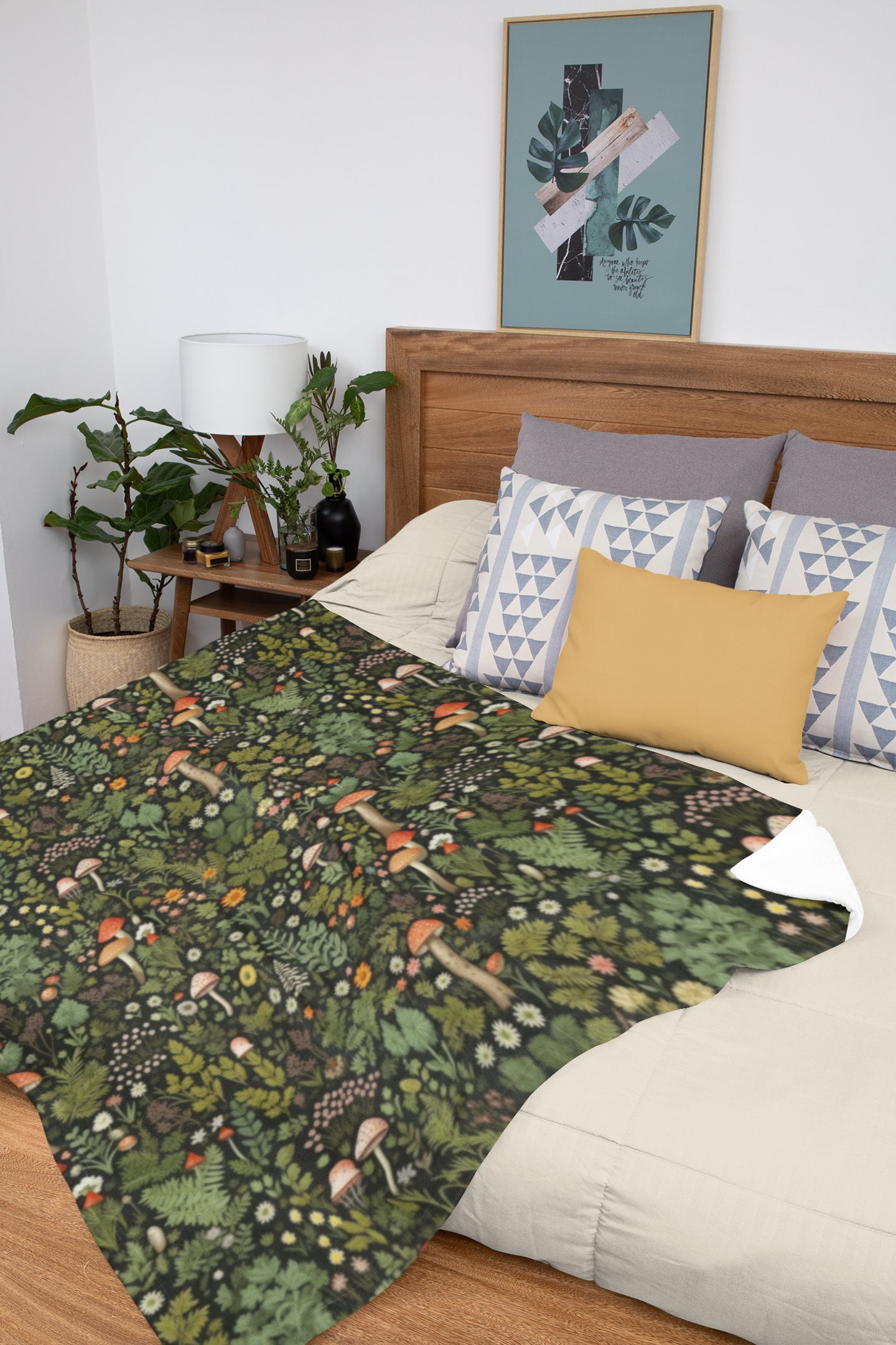 Cottagecore Mushroom Blanket, Goblincore Accent Blanket, Cozy Throw ...