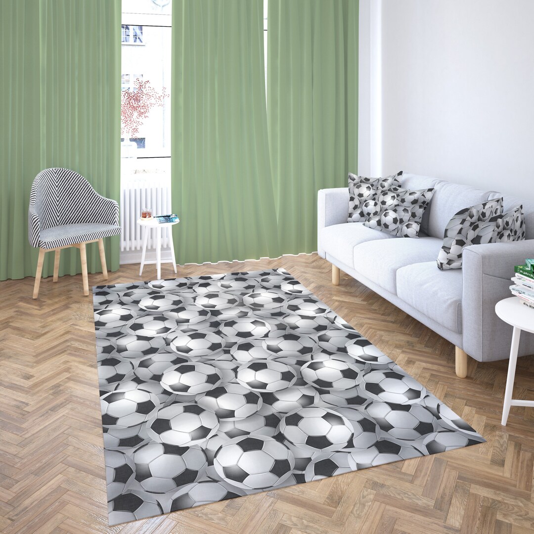 Soccer Rug, Soccer Ball Large Area Rugs for Bedroom Aesthetic, Sports ...