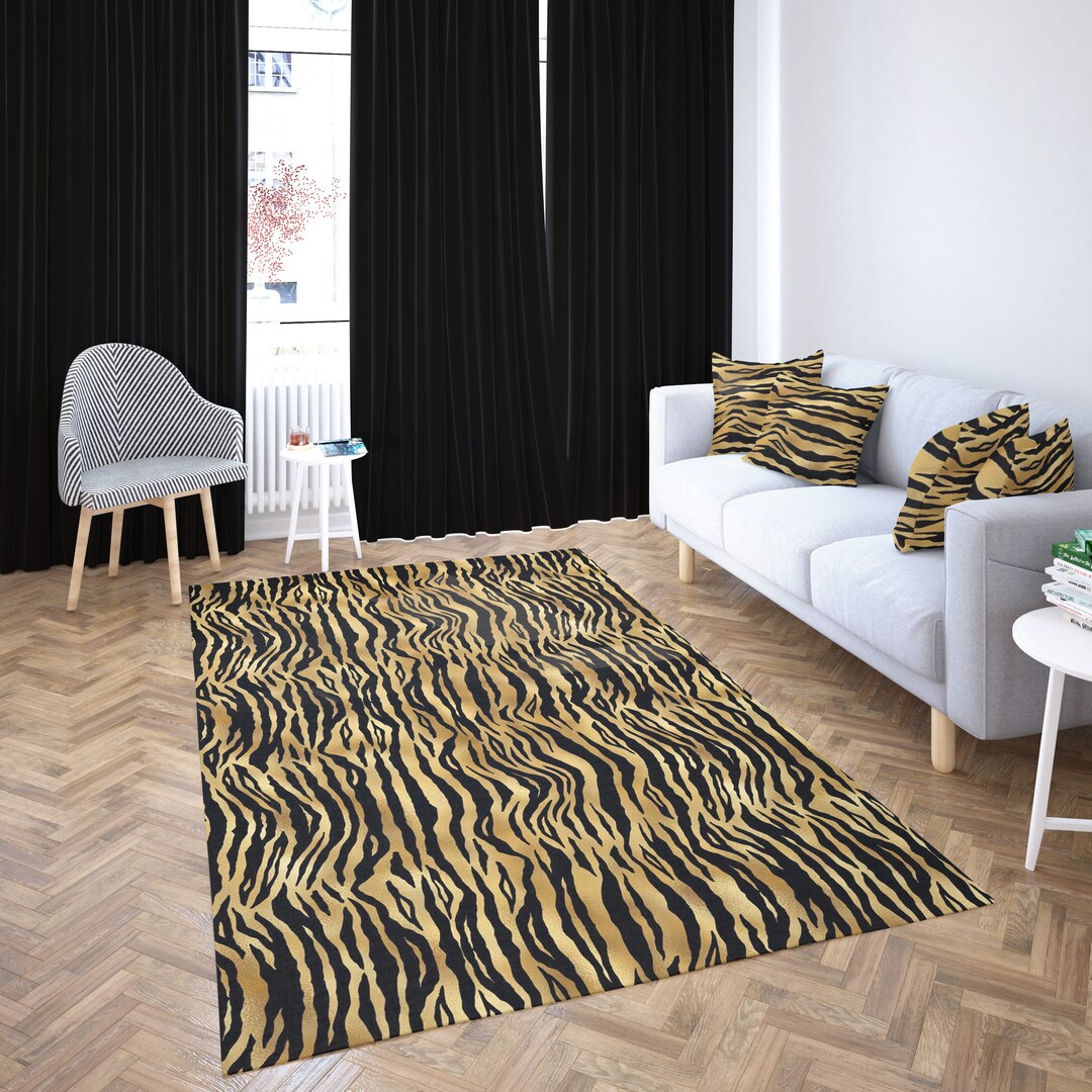 Tiger Print Rug, Animal Themed Rugs for Bedroom Aesthetic, Tiger Rug ...