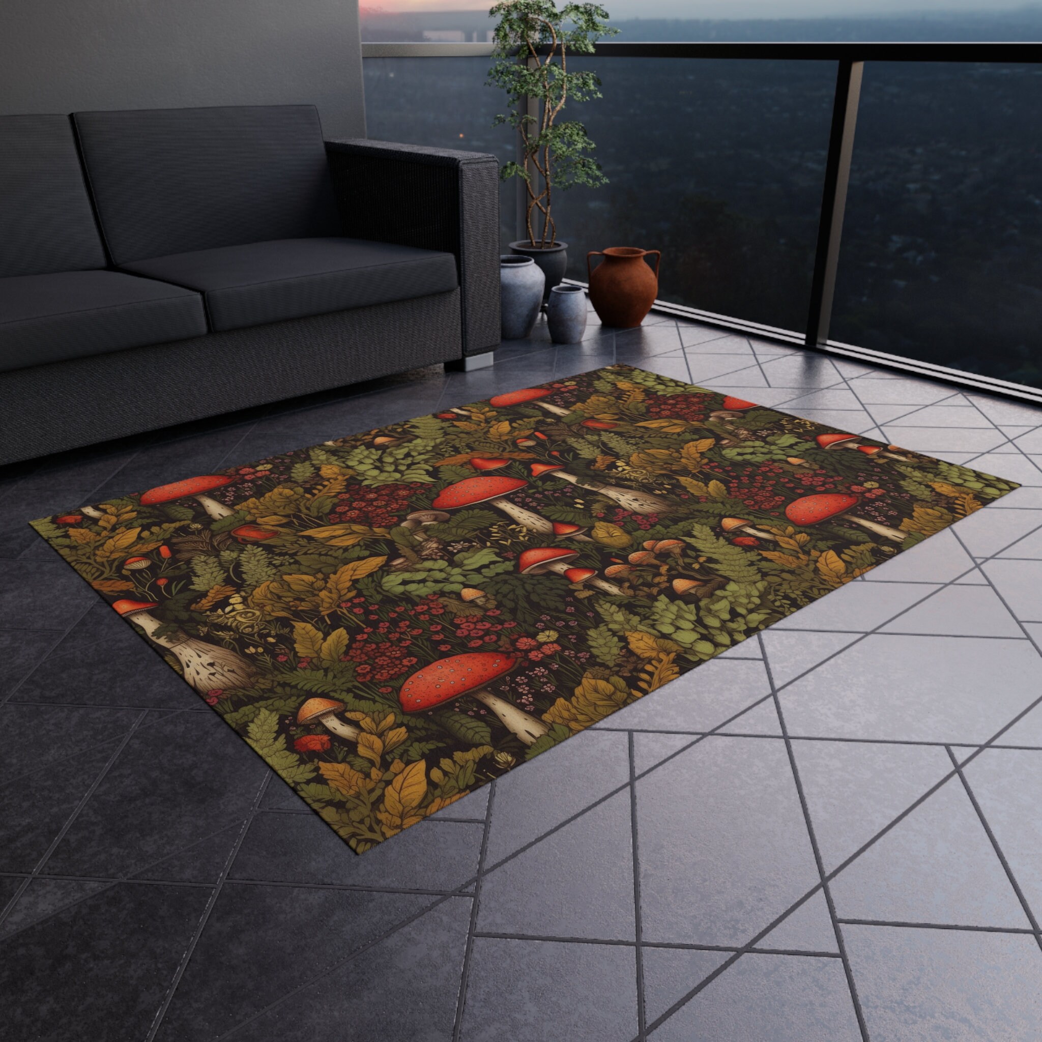Cottagecore Mushroom Rug Nature Inspired Large Area Rugs for - Etsy