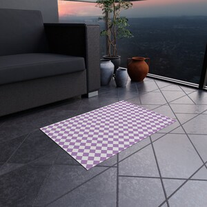 Purple Checkered Rug, Large Area Rugs for Bedroom Aesthetic, Trippy ...