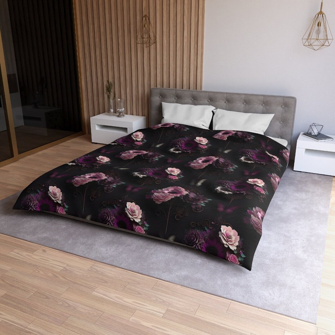 Black Gothic Bedding Set, Comforter or Duvet Cover, Goth Pink and ...