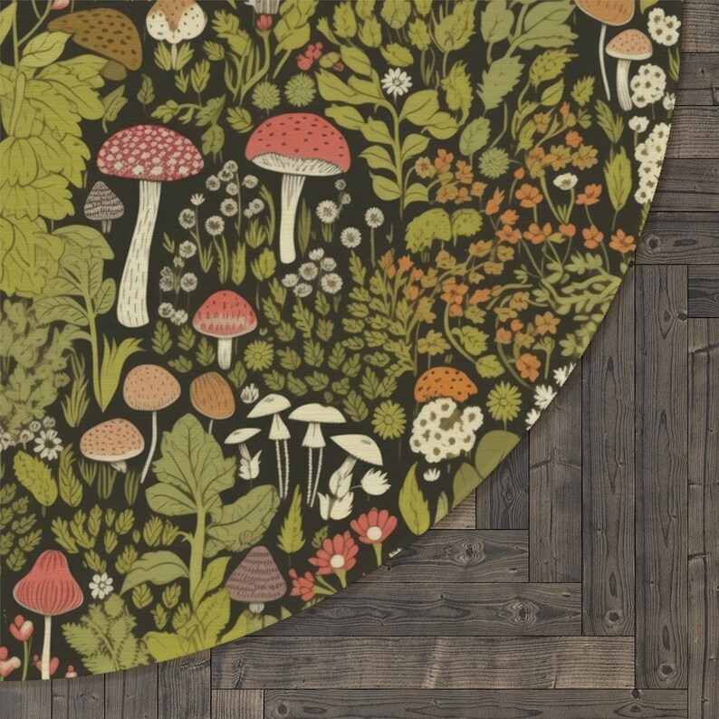 Cottagecore Mushroom Rug, Nature Inspired Large Area Rugs for Bedroom ...
