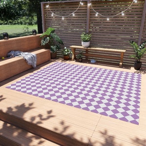 Purple Checkered Rug, Large Area Rugs for Bedroom Aesthetic, Trippy ...