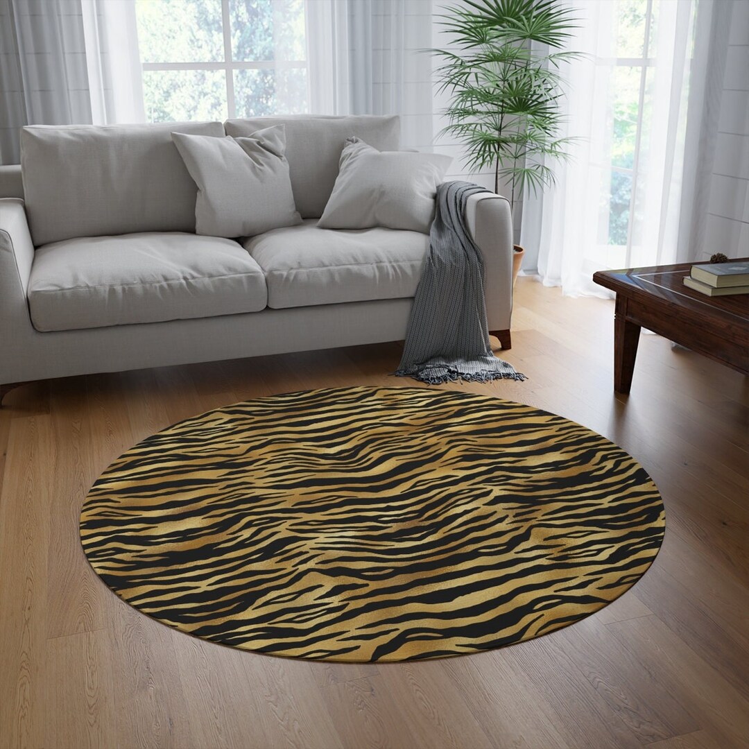 Tiger Print Rug, Animal Themed Rugs for Bedroom Aesthetic, Tiger Circle ...
