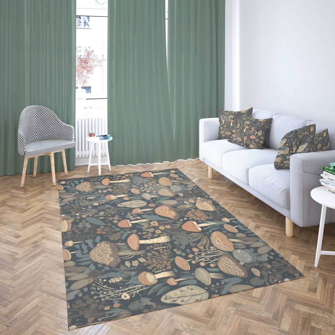 Cottagecore Mushroom Rug Nature Inspired Large Area Rugs for - Etsy