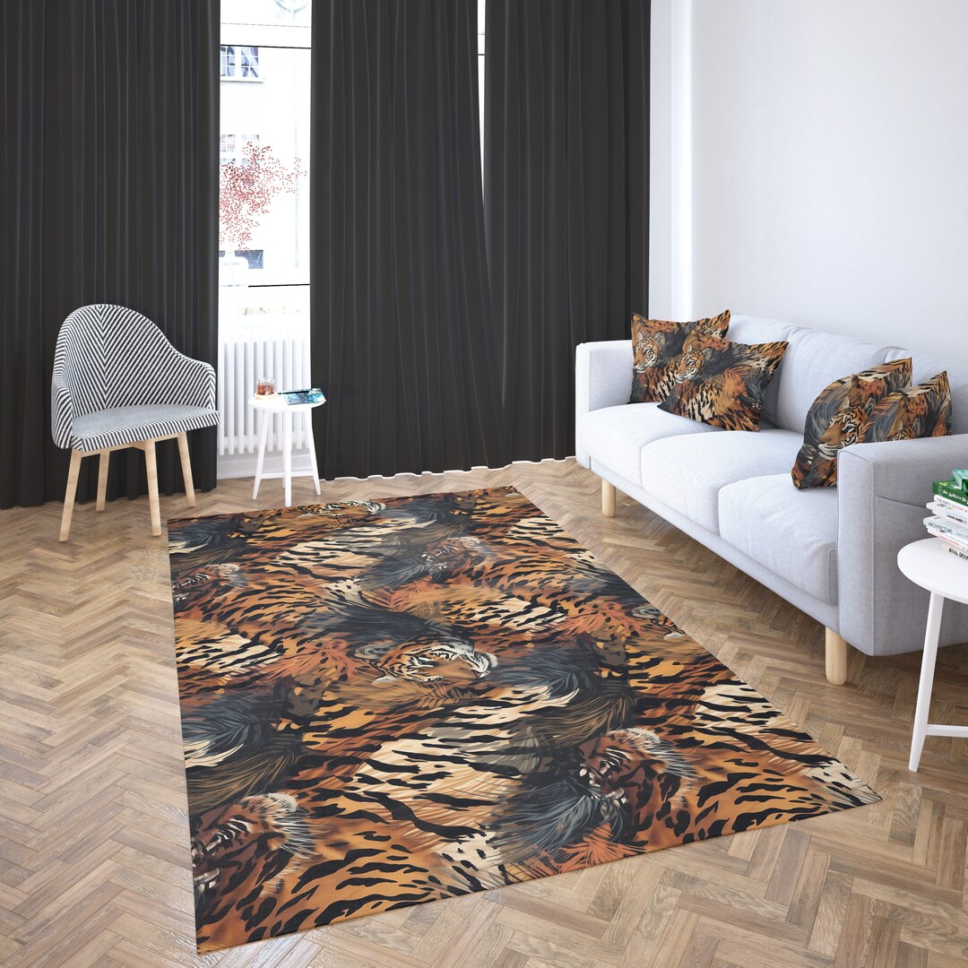 Jungle Tiger Rug for Living Room, Rug for Indoor or Outdoor, Animal ...