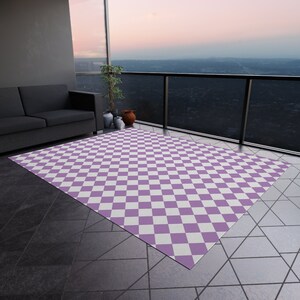 Purple Checkered Rug, Large Area Rugs for Bedroom Aesthetic, Trippy ...
