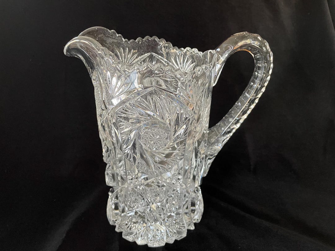 Vintage Cut Glass Pitcher - Etsy