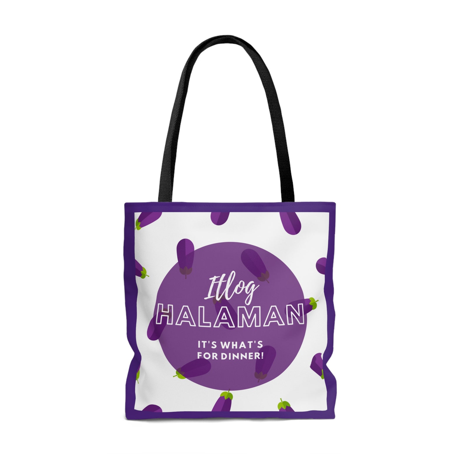 Itlog Halaman eggplant AOP Tote Bag, Tote Bag, Re-useable Shopping Bag ...