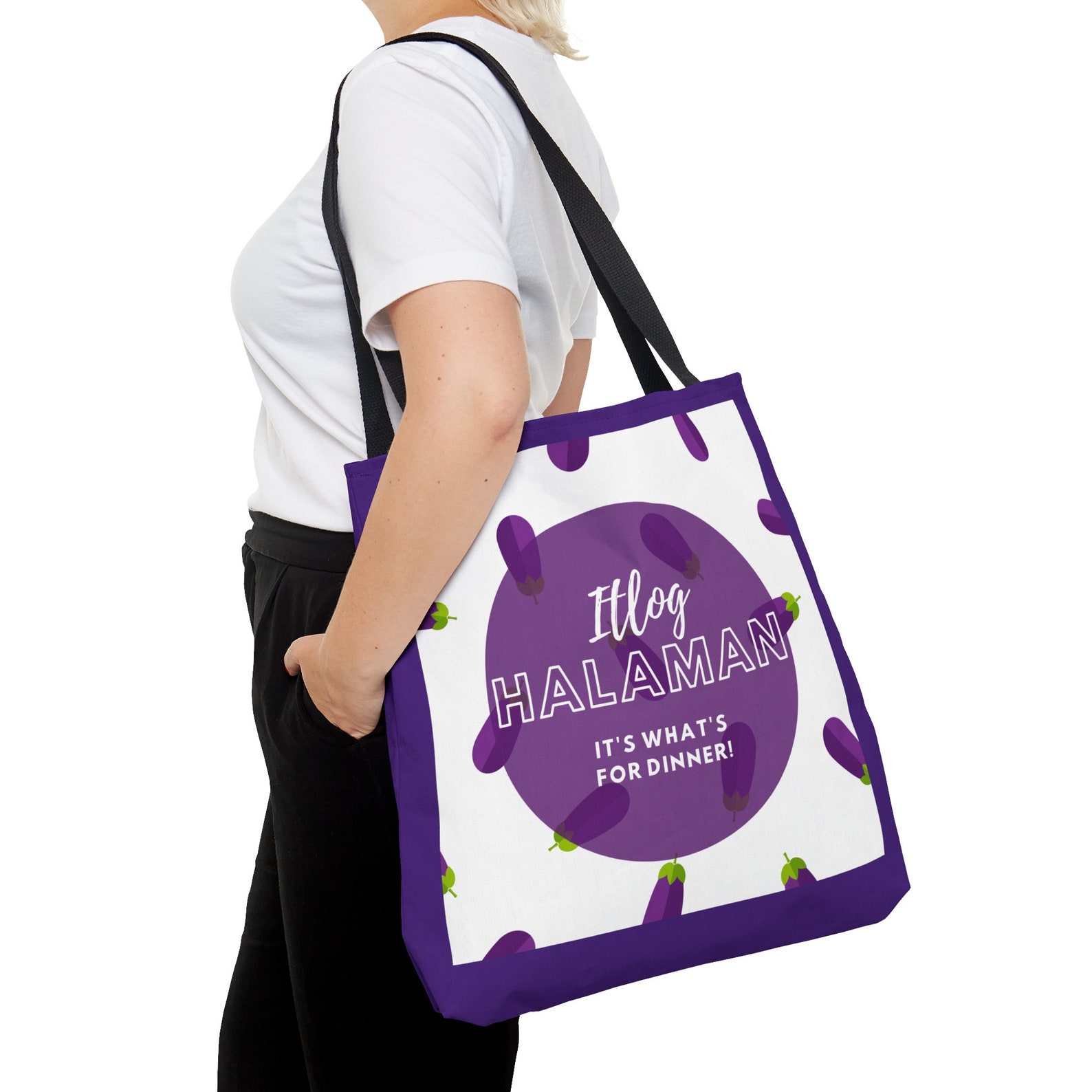Itlog Halaman eggplant AOP Tote Bag, Tote Bag, Re-useable Shopping Bag ...