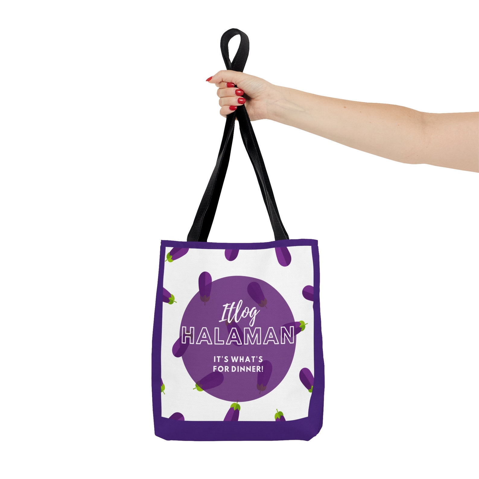 Itlog Halaman eggplant AOP Tote Bag, Tote Bag, Re-useable Shopping Bag ...