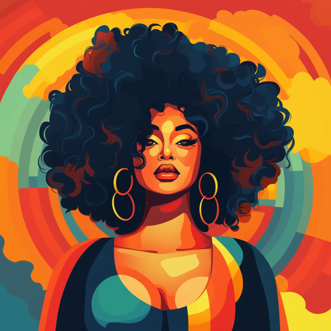 Afrolatina Art Print: Black Woman Portrait, Home Decor (digital ...