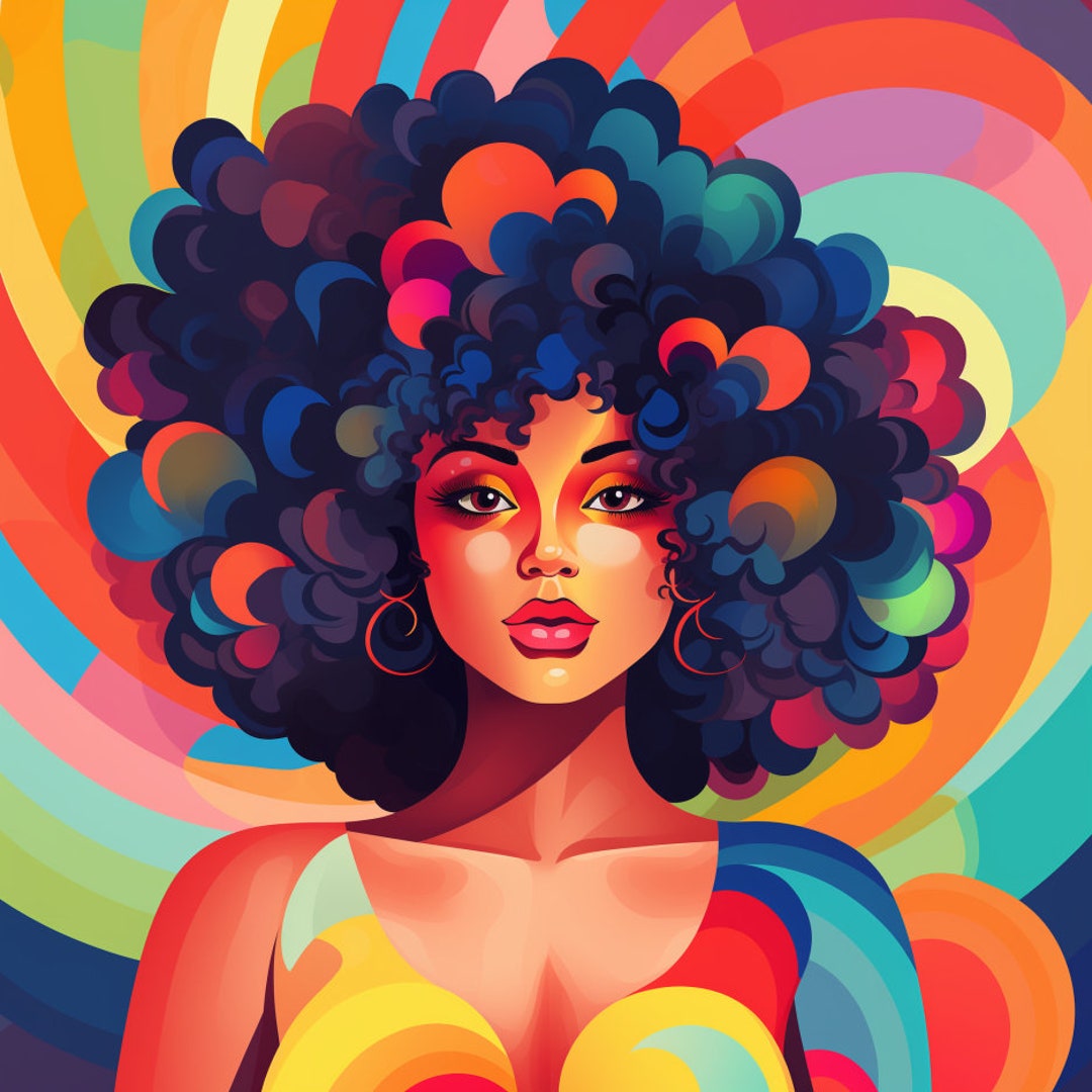 Afrolatina Art Print: Black Woman Portrait, Colorful Home Decor ...