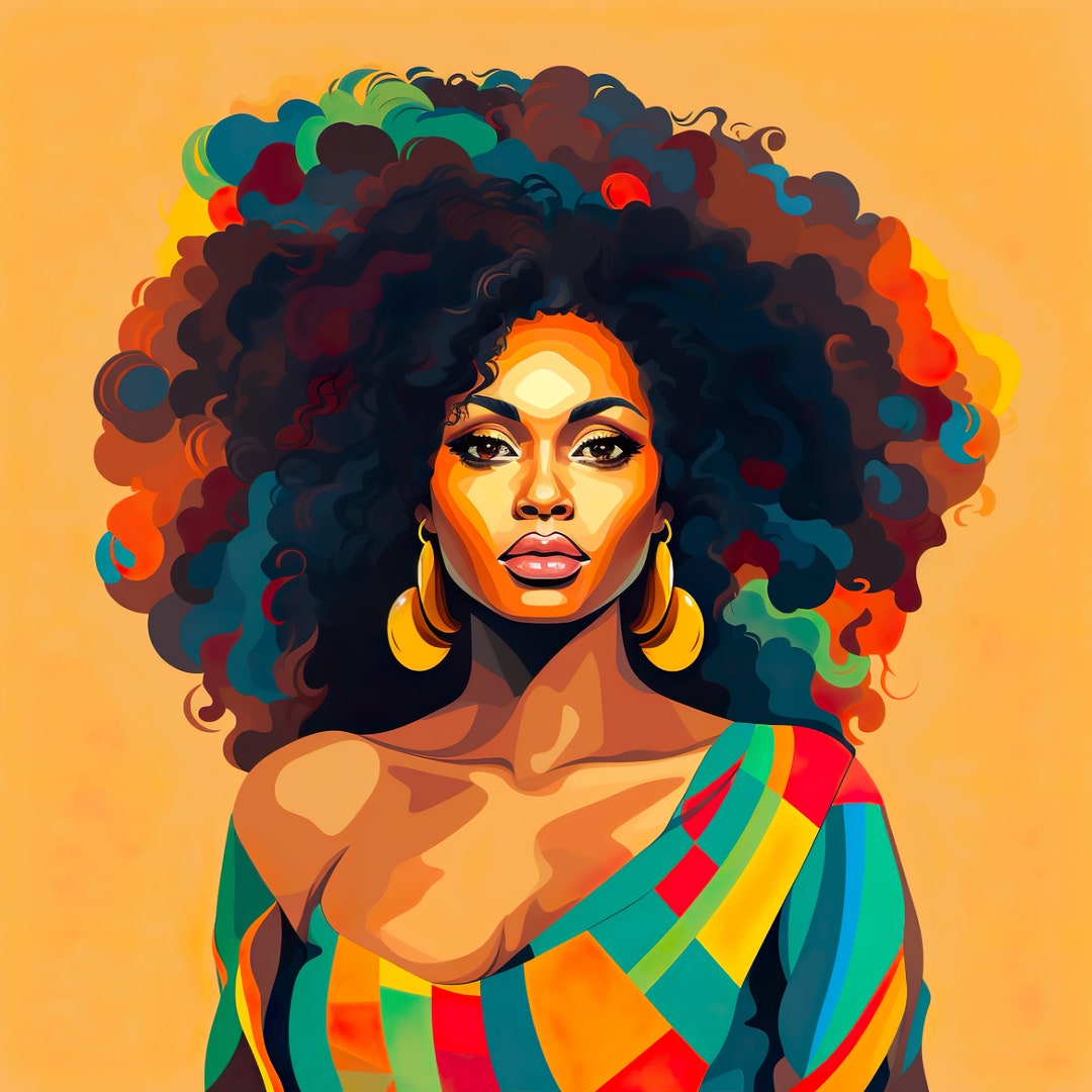 Afrolatina Art Print: Black Woman Portrait, Colorful Home Decor ...