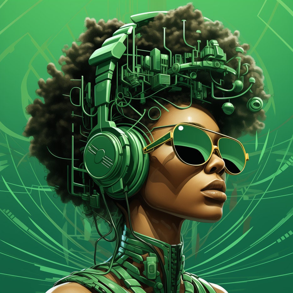 Afro-futurism Black Woman Art, Black Girl Wall Art, Digital Art Print ...