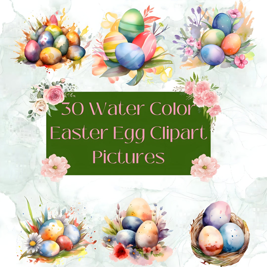 30 Floral Water Color Easter Egg Clipart PNG Digital Photos for Digital ...