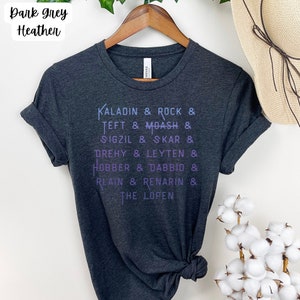 Bridge Four Names Tshirt, Stormlight Archive Tee, Kaladin Stormblessed ...