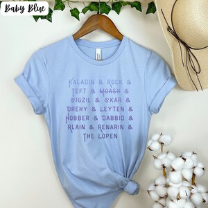 Bridge Four Names Tshirt, Stormlight Archive Tee, Kaladin Stormblessed ...