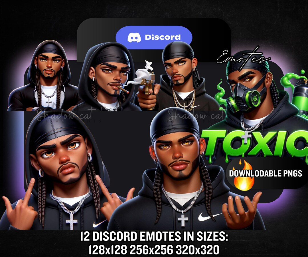 Black Men Emotes / 12 Black Male Discord Emojis / Black Man Discord ...