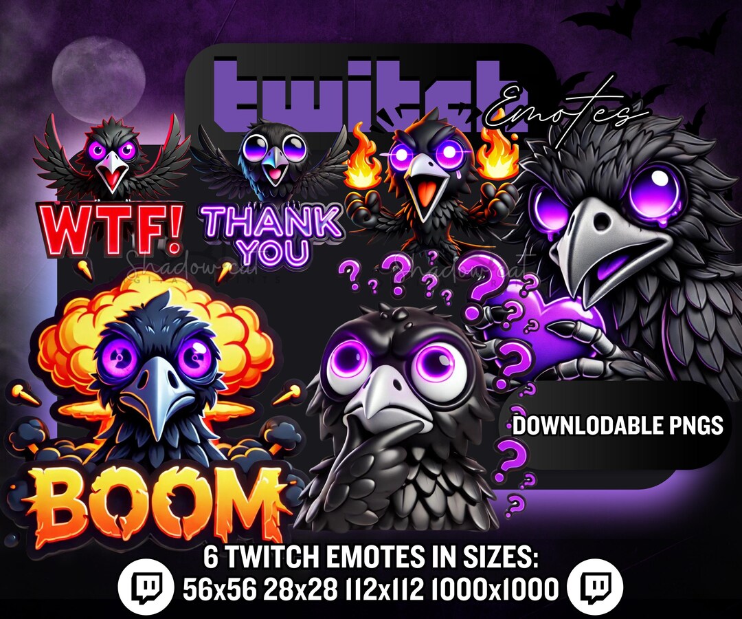 Twitch Emotes / 6 Crow Twitch Emotes / Halloween Twitch Emotes / Spooky ...
