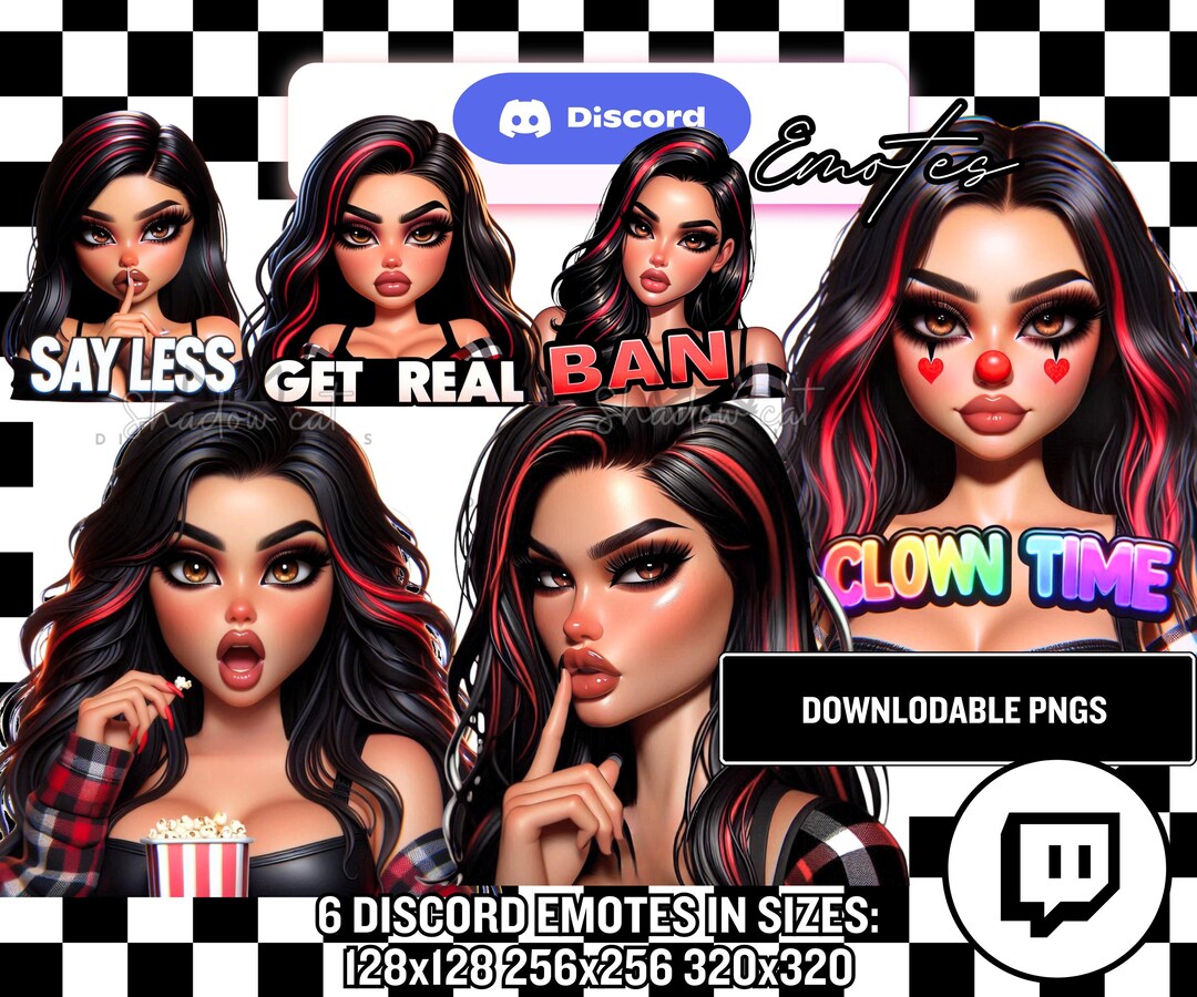 Black Hair Emotes / 6 Discord Emotes / Black Hair Brown Eye Discord ...