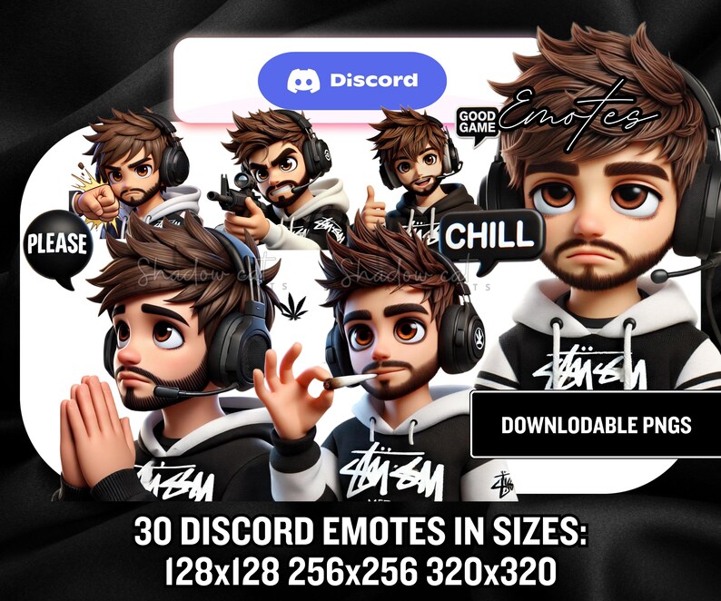 30 Brown Hair Guy Discord Emotes – Gamer Boy Streamer (instant Download ...
