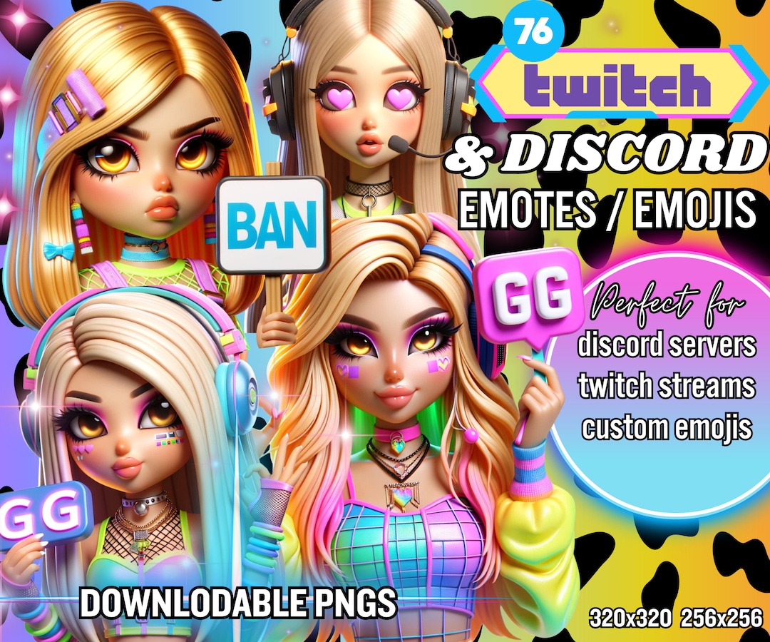 76 Blonde Twitch Emotes / Chibi Girl Emojis / Kawaii Anime Gamer Girl ...