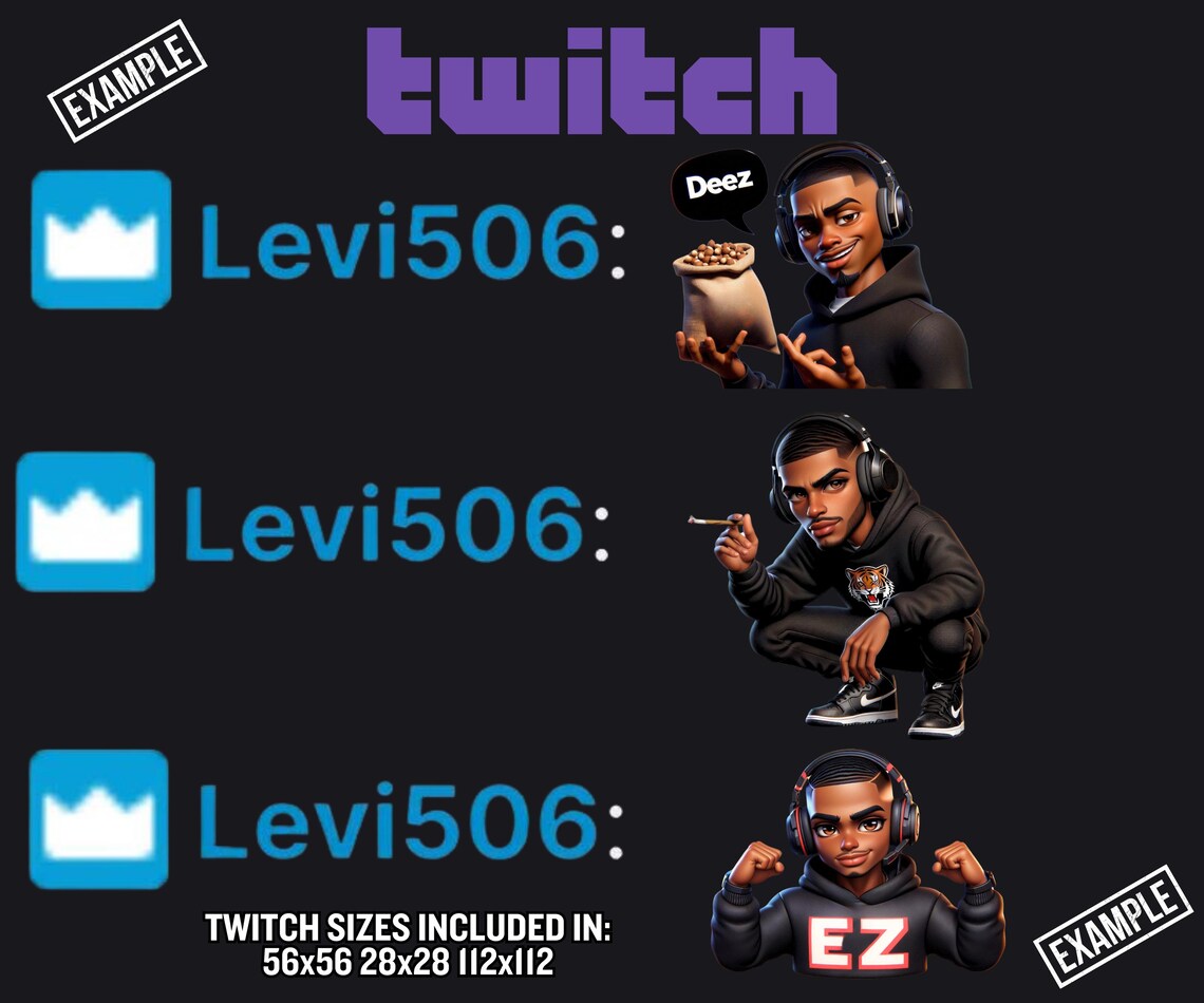 Black Man Twitch Emotes / 12 Black Guy Twitch Emojis / Black Boy Male ...