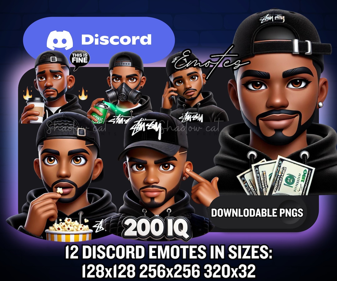 Black Men Emotes / 12 Black Male Discord Emojis / Black Man Discord ...