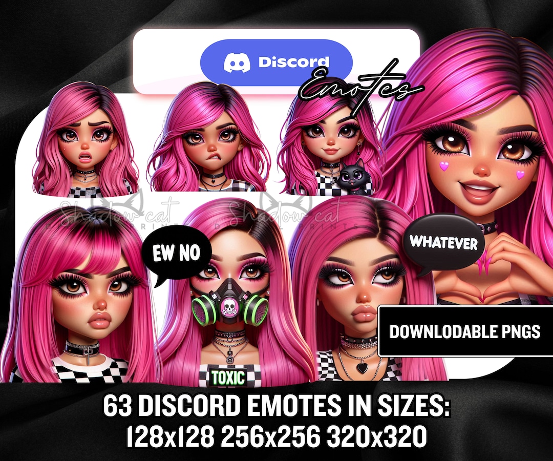 Discord Emotes / 63 Pink Hair Girl Emotes / Pink Haired Streamer Girl ...