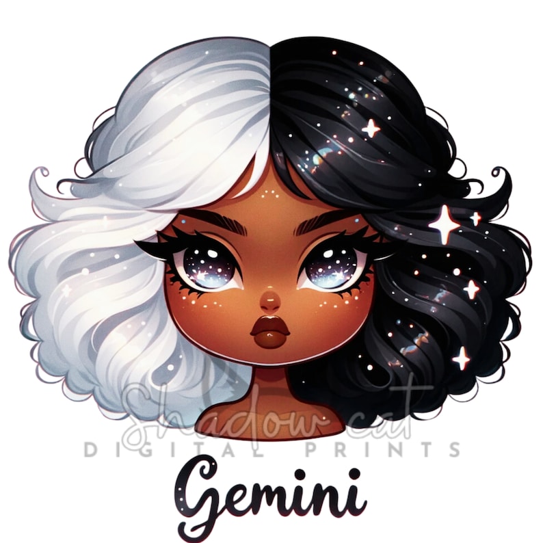 Gemini Black Girl Sticker / Circuit Gemini Black Women SVG PNG Jpg EPS ...
