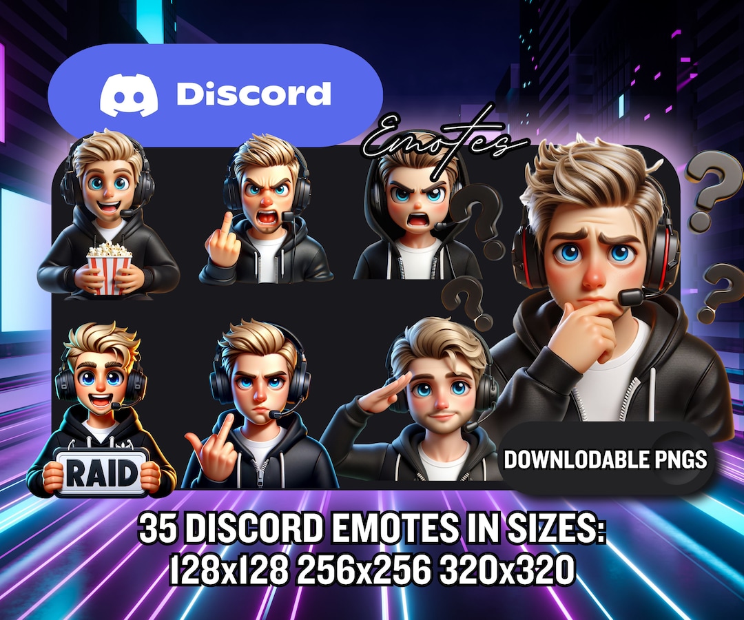 Male Discord Emotes / 35 Blonde Hair Guy Discord Emojis / Boy Streamer ...