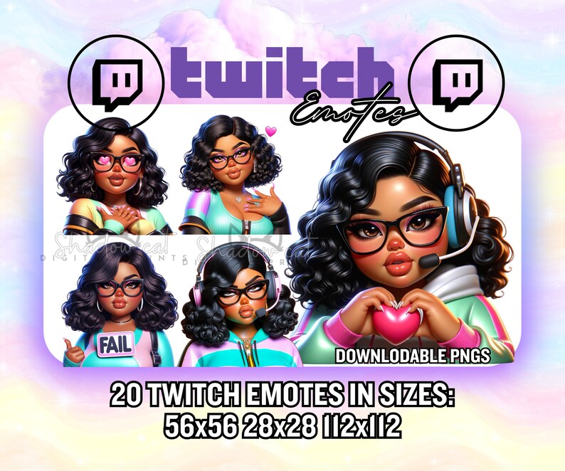 Black Hair Twitch Emotes / 20 Chibi Anime Twitch Emojis / BBW Plus ...