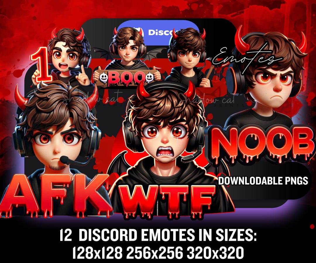 Discord Emotes / 12 Brown Hair Guy Discord Emotes / Halloween Streamer ...