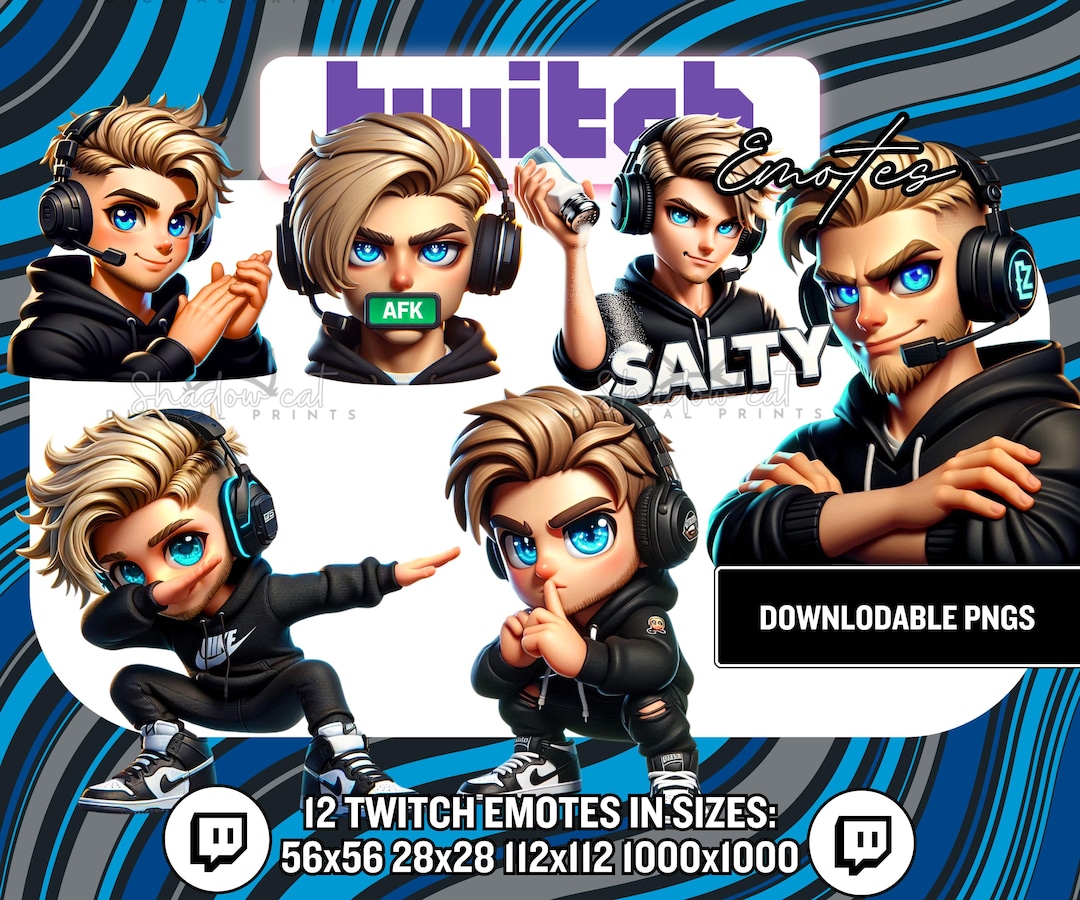 Twitch Emotes / 12 Blonde Hair Guy Twitch Emojis / Boy Streamer Twitch ...