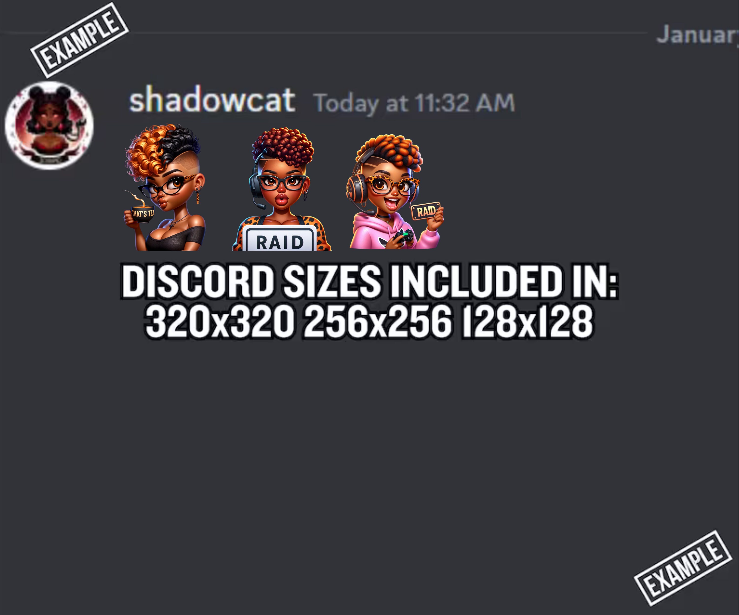 Black Girl Emotes / 14 Black Streamer Girl Discord Emojis / BBW Plus ...