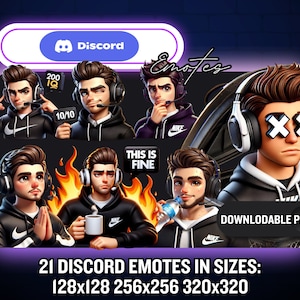 Male Discord Emotes / 21 Brown Hair Guy Discord Emojis / Boy Streamer ...