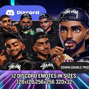 Black Men Emotes / 12 Black Male Discord Emojis / Black Man Discord ...