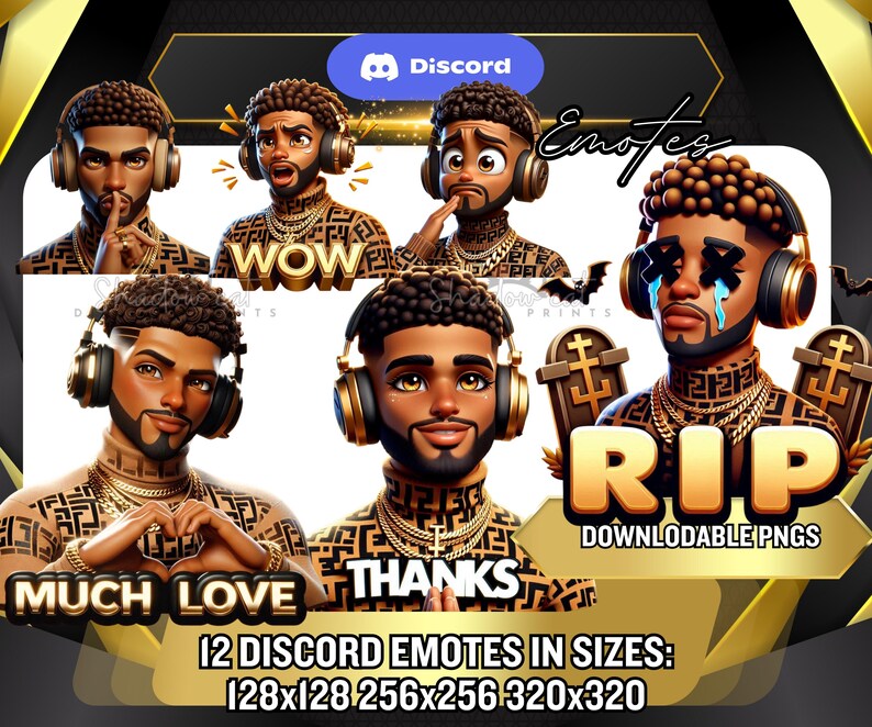 Black Men Discord Emotes – Gamer Streamer Emoji Set (digital Download ...